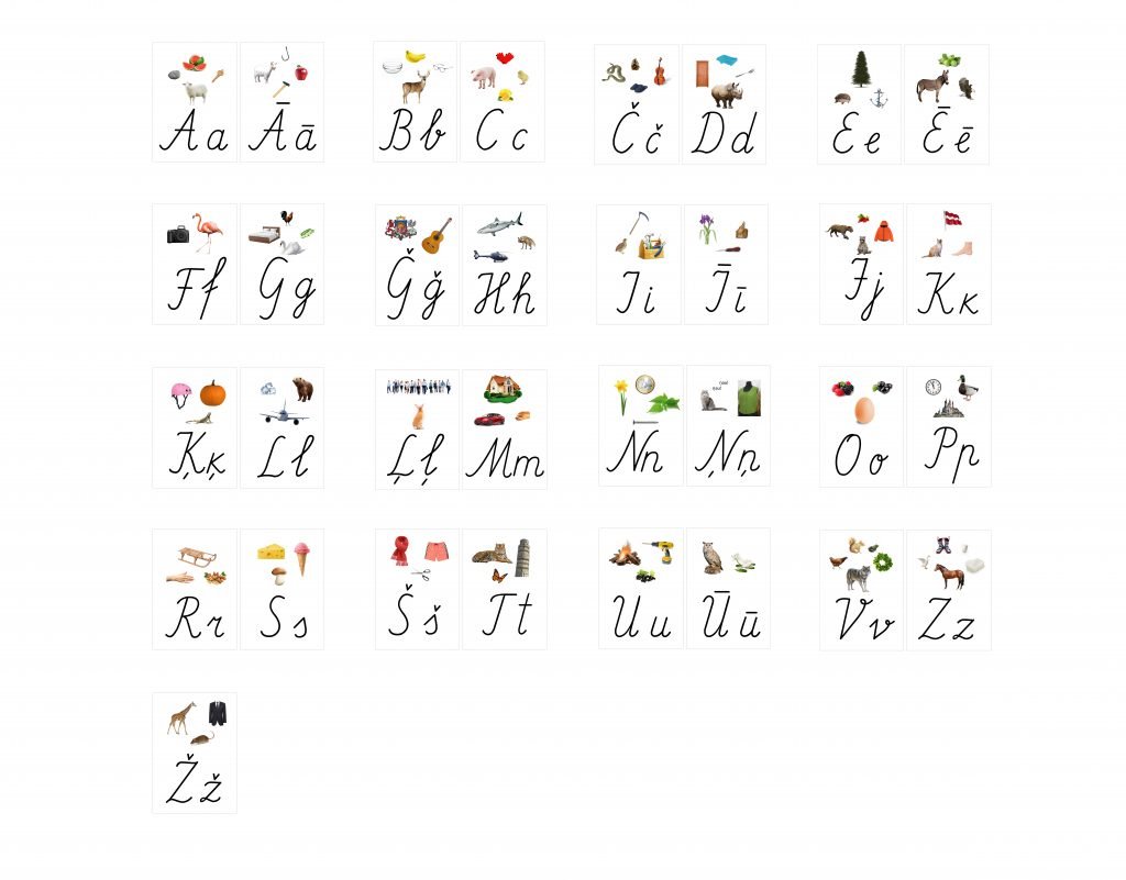 Rakstīto burtu alfabēts- kartītes - Mācību materiāli