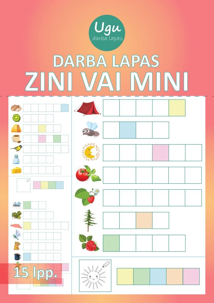 Darba lapas "ZINI VAI MINI" - Mācību materiāli