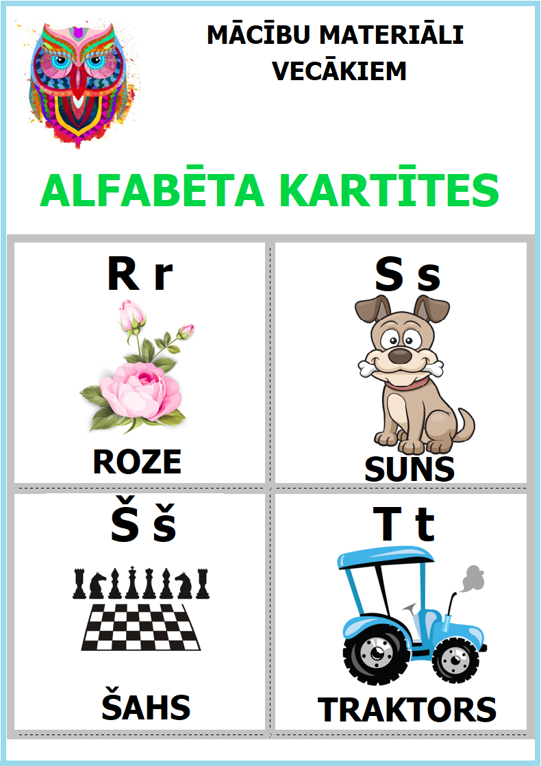 Alfabētu burtu kartītes - Mācību materiāli