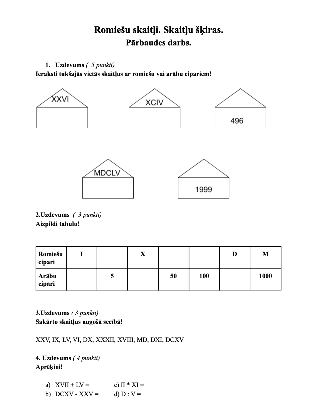 Romiešu skaitļi. Skaitļu šķiras. - Mācību materiāli