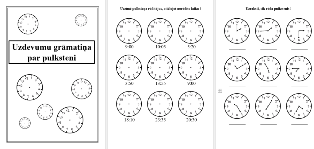 Pulkstenis. 2.,3. klase - Mācību materiāli