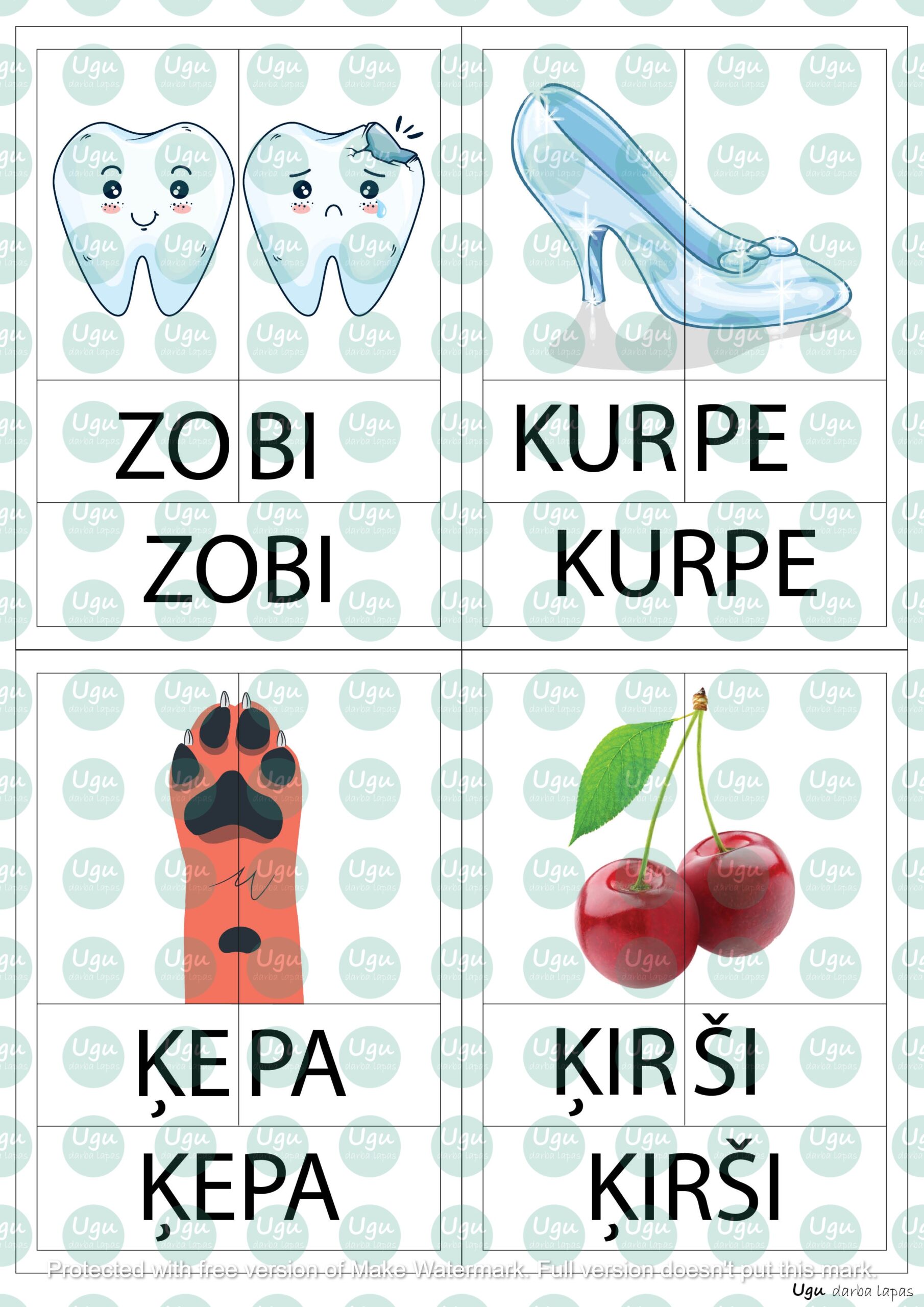 KARTĪTES - LASI PA ZILBĒM UN VEIDO VĀRDUS "ZILBES UN VĀRDI" - Mācību ...