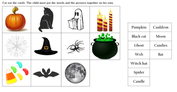 Halloween word cards - Mācību materiāli