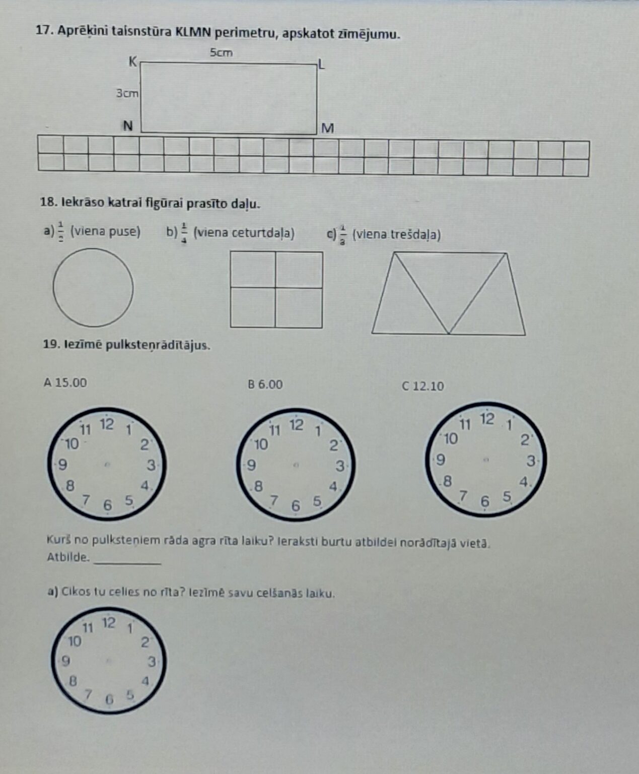 Tests matemātikā, atvērtie uzdevumi_3. klase - Mācību materiāli