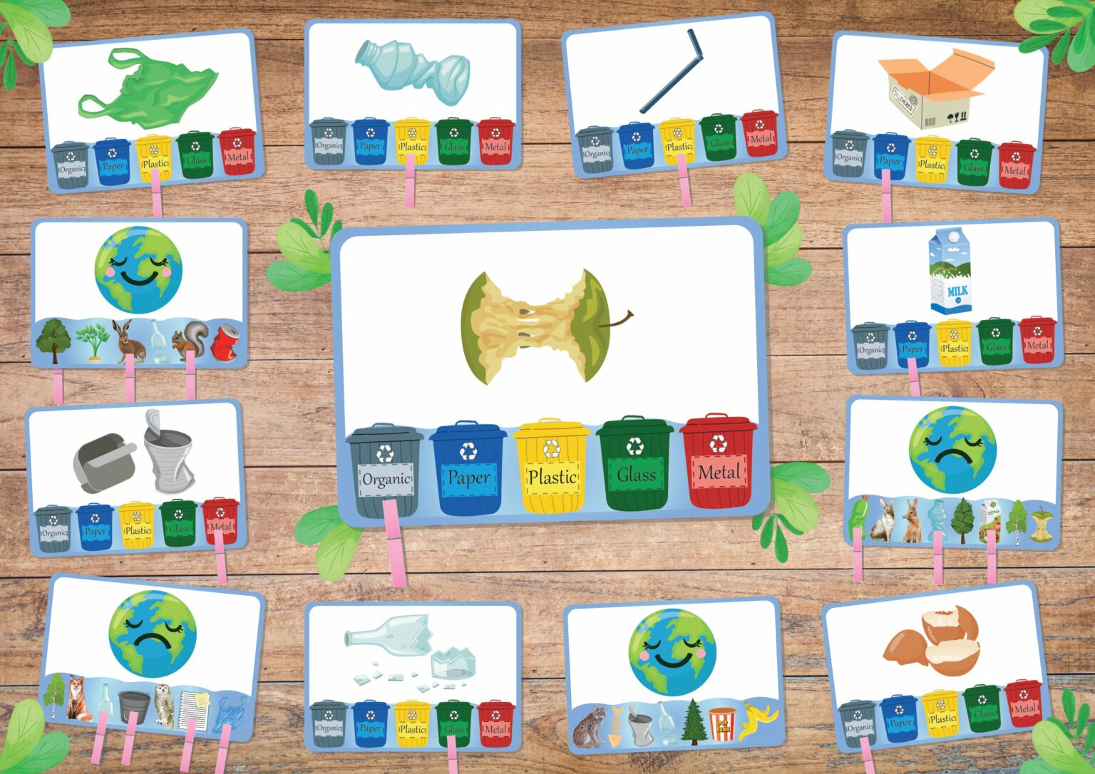 WASTE SORTING CLIP CARDS - Mācību materiāli