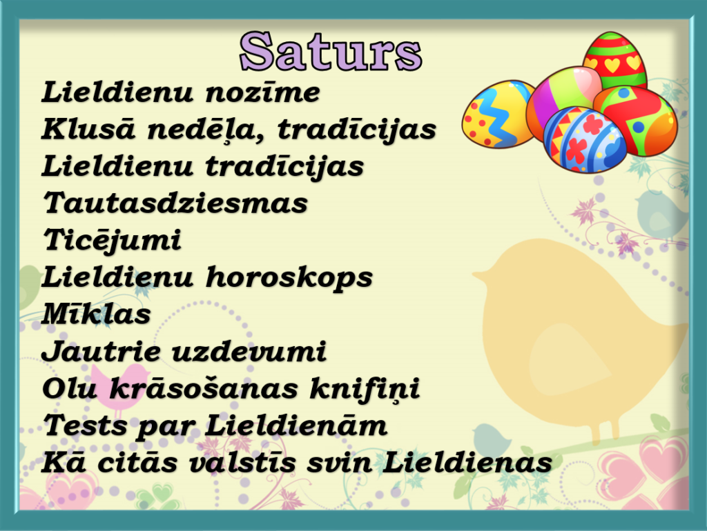 Interaktīvs mācību materiāls - LIELDIENAS - Mācību materiāli