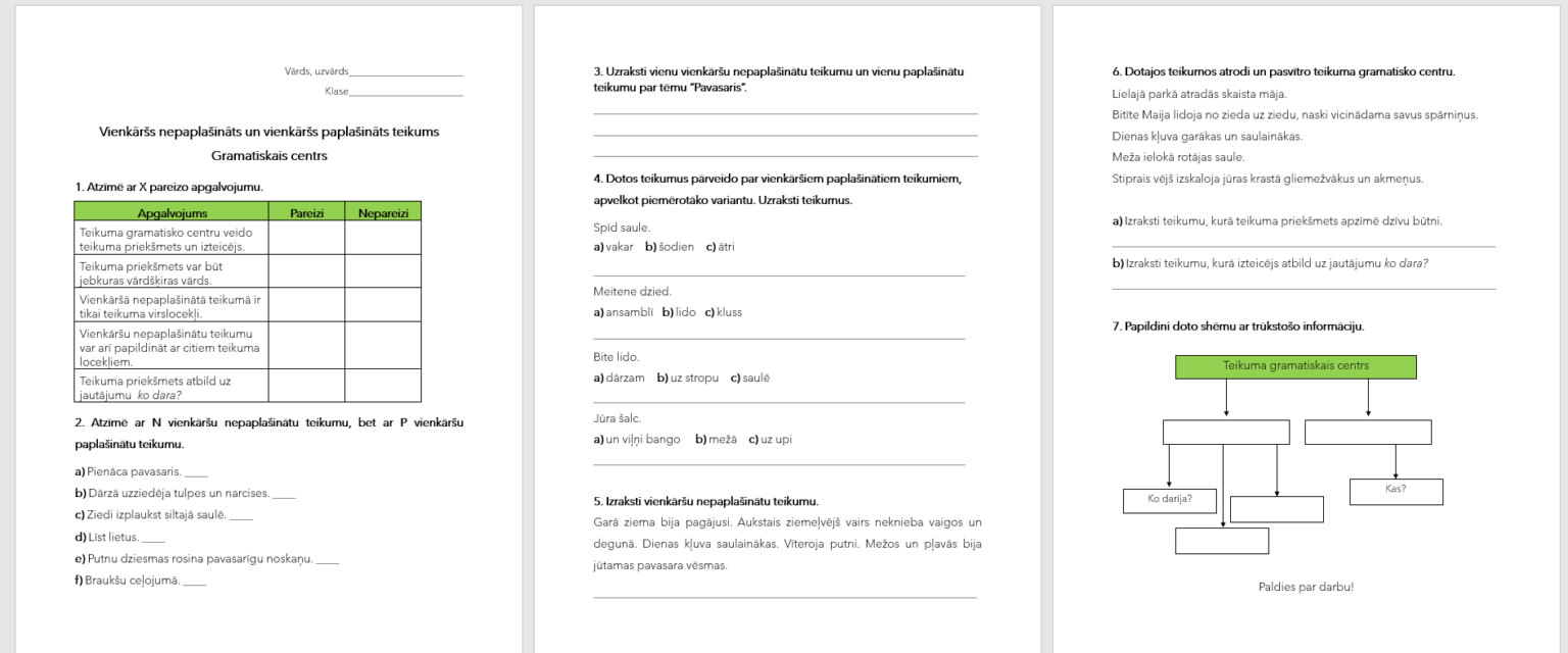 Vienkāršs paplašināts, nepaplašināts teikums. - Mācību materiāli