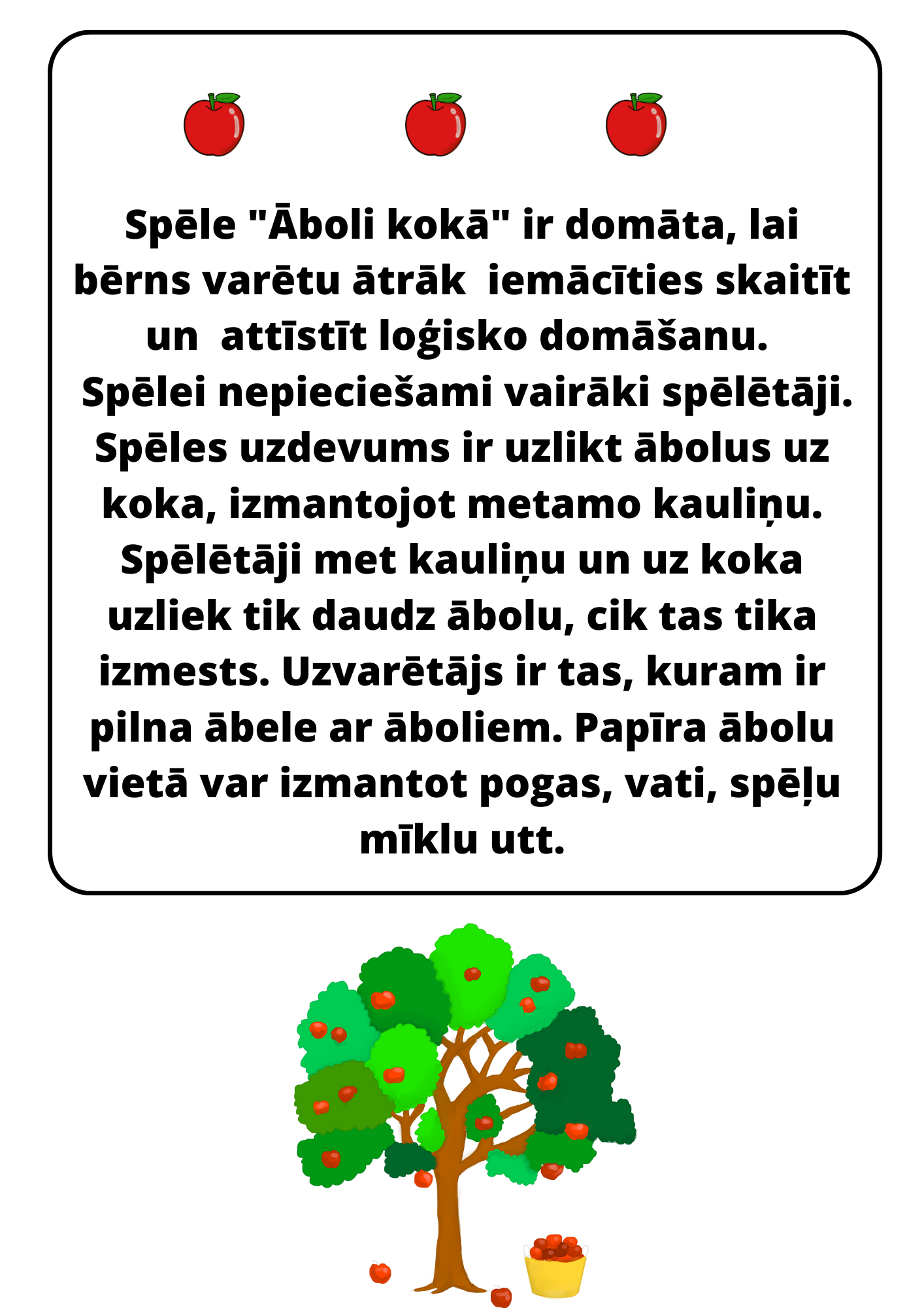 SPĒLE "ĀBOLI KOKĀ". - Mācību materiāli