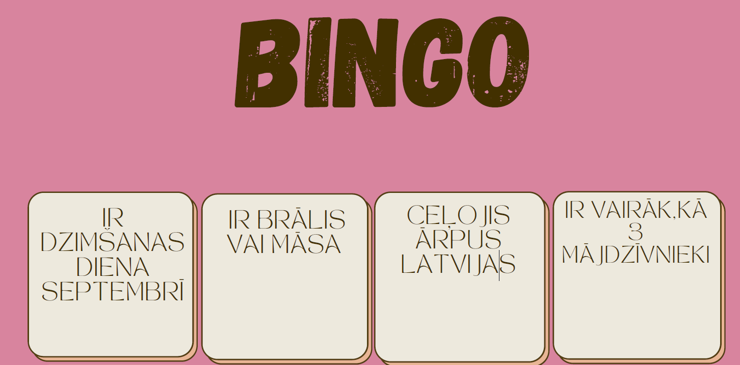 Bingo - Mācību materiāli