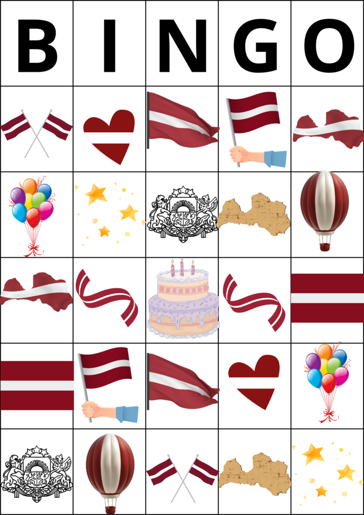 SPĒLE "BINGO- LATVIJA". - Mācību materiāli