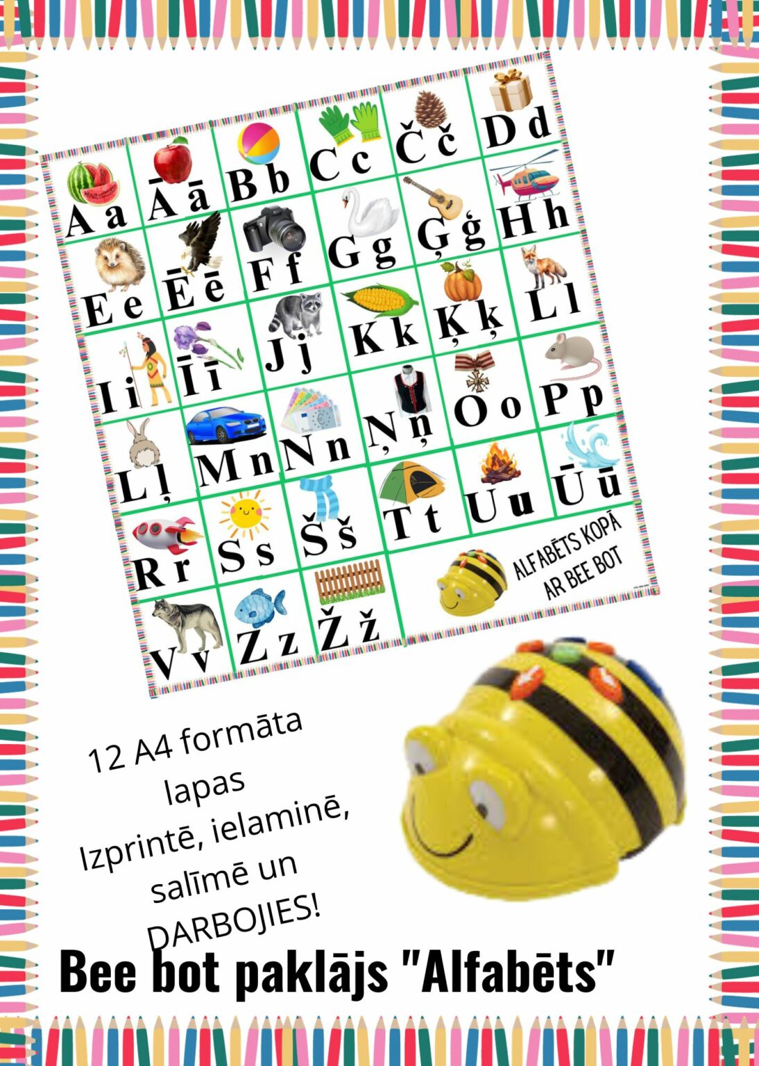 Bee bot paklājs “Alfabēts” – Mācību materiāli