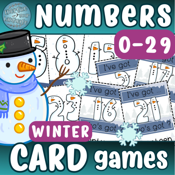 Winter Numbers 0-29 IhaveWHOhas CARDS Game - Mācību materiāli