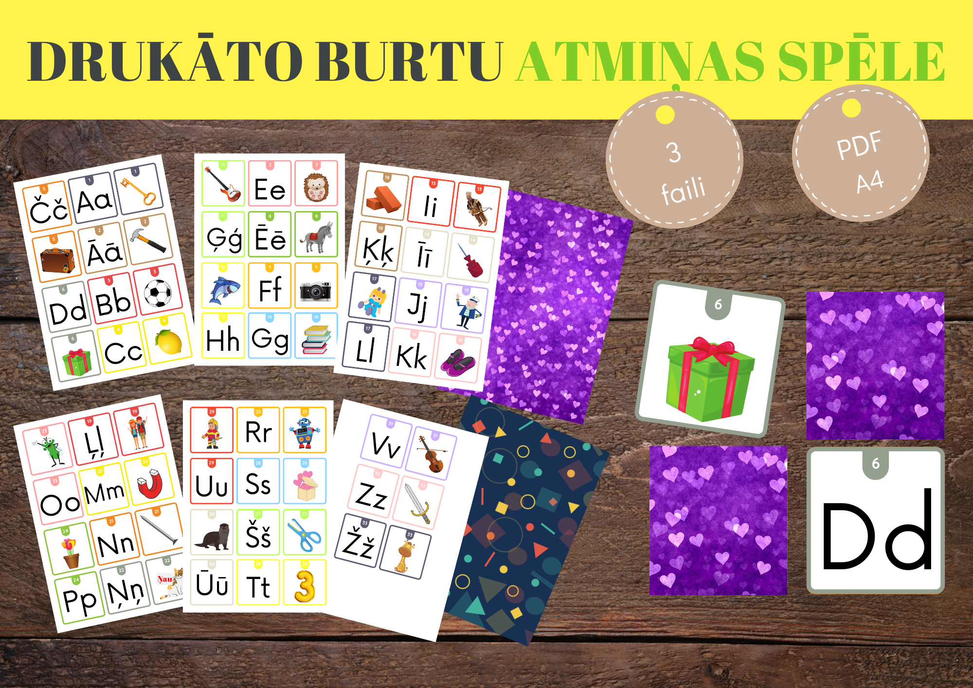 DRUKĀTO burtu alfabēta atmiņas spēle - Mācību materiāli