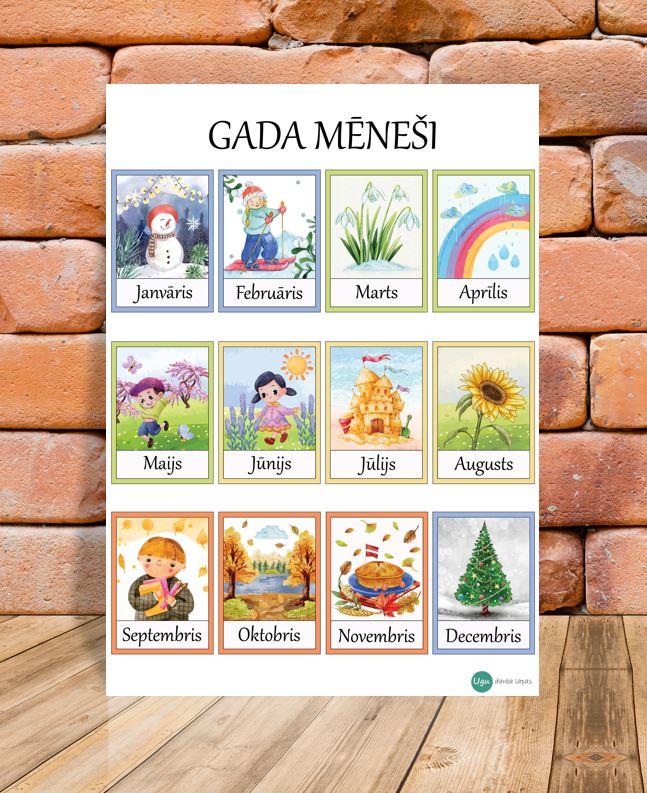 Plakāts "GADA MĒNEŠI", A3 formāts - Mācību materiāli