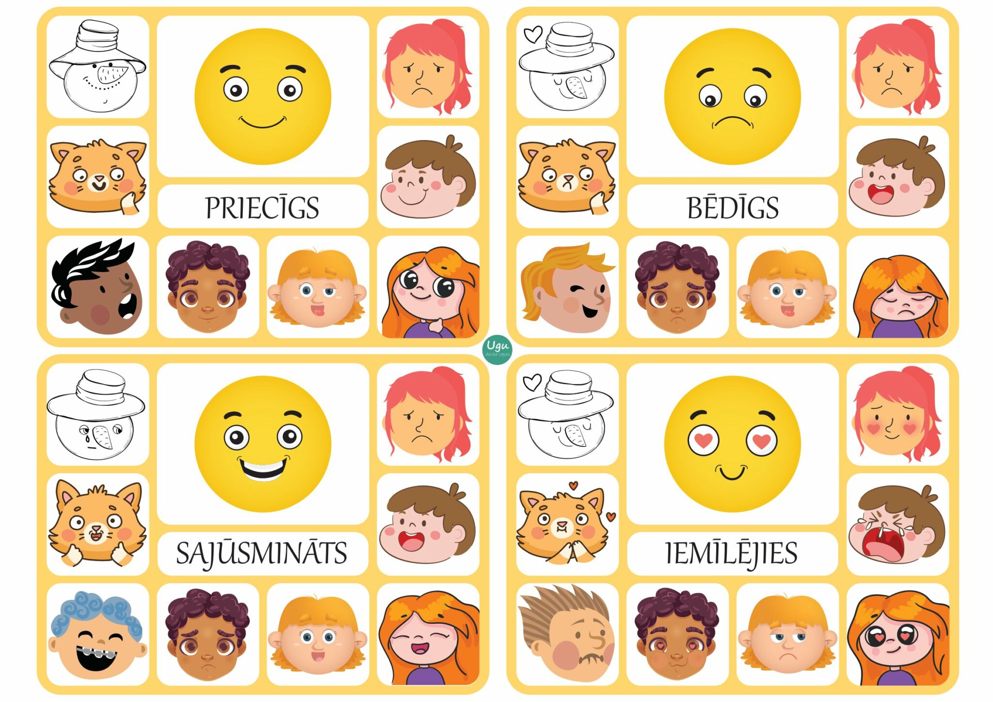 Knaģu kartītes “EMOCIJAS” - Mācību materiāli