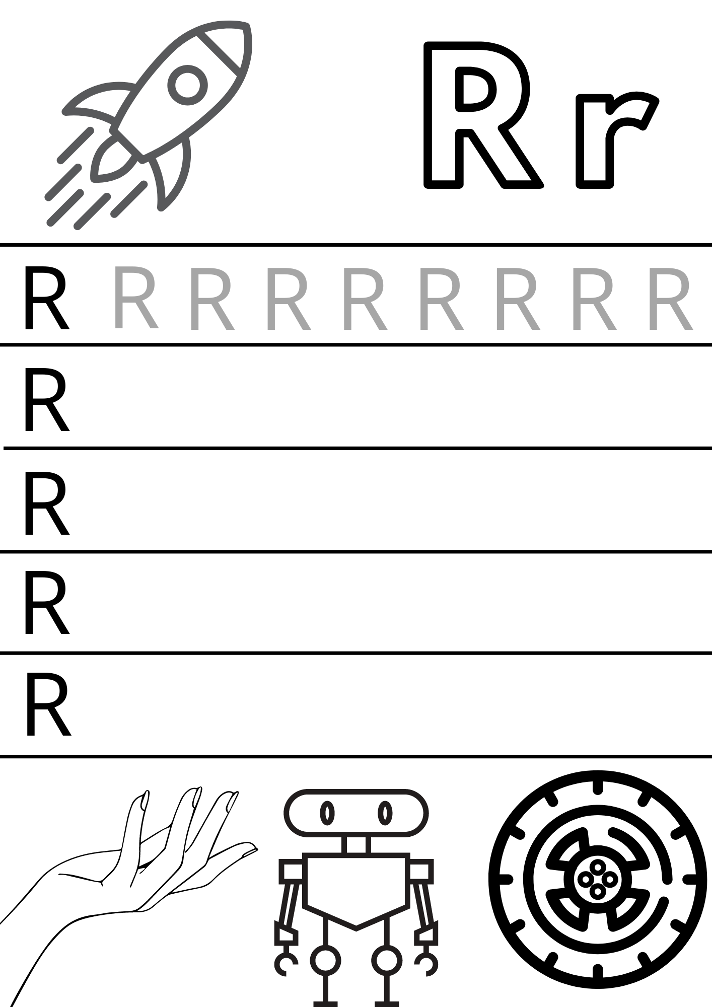 Rakstītprasme burtam R - Mācību materiāli