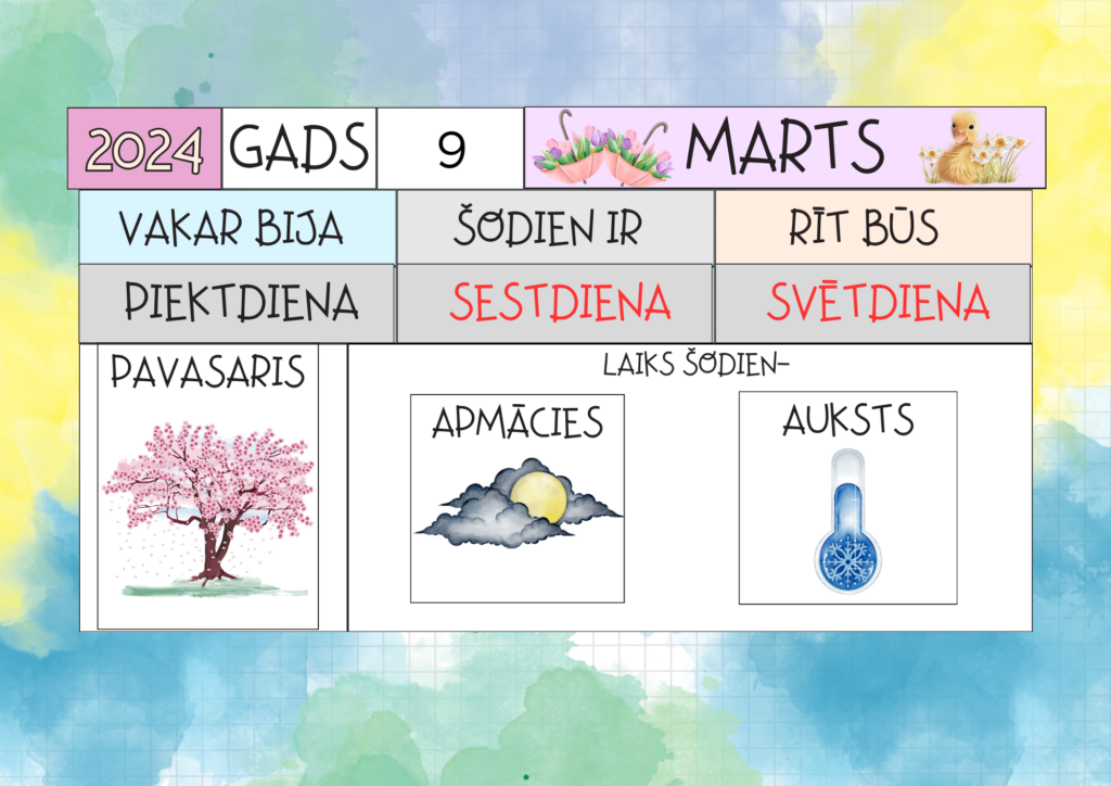 Interaktīvs kalendārs. 2024-2031 gads - Mācību materiāli