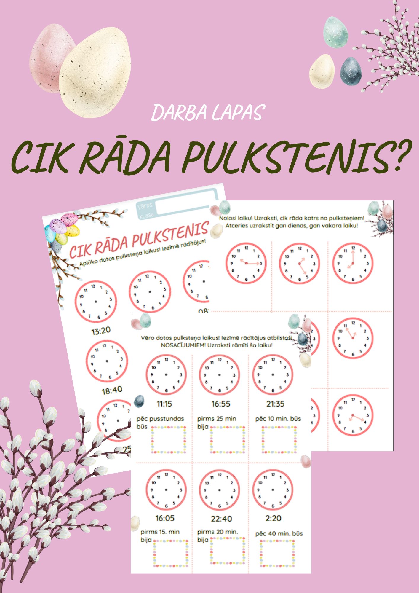 Pulkstenis. Darba lapas. - Mācību materiāli