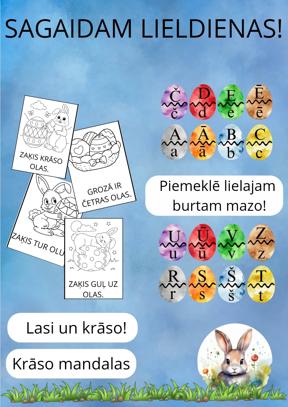 Lieldienu uzdevumi ar burtiem - Mācību materiāli