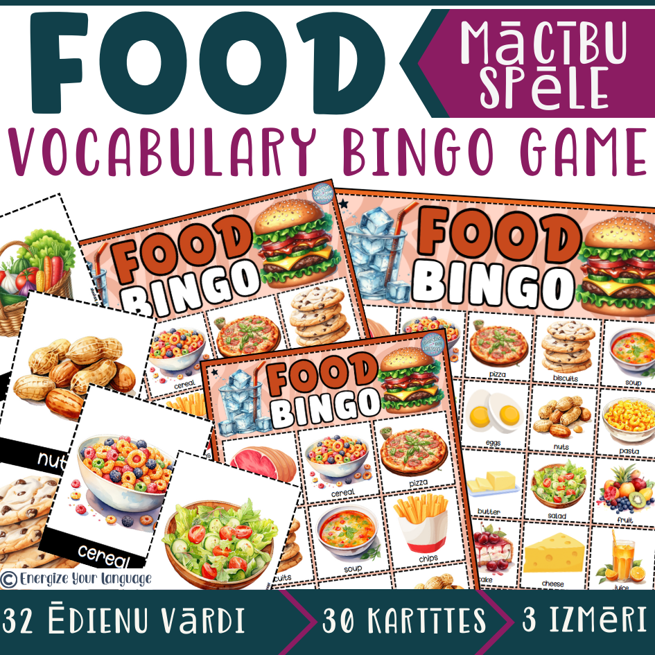 Food Vocabulary BINGO / Mācību spēle - Mācību materiāli