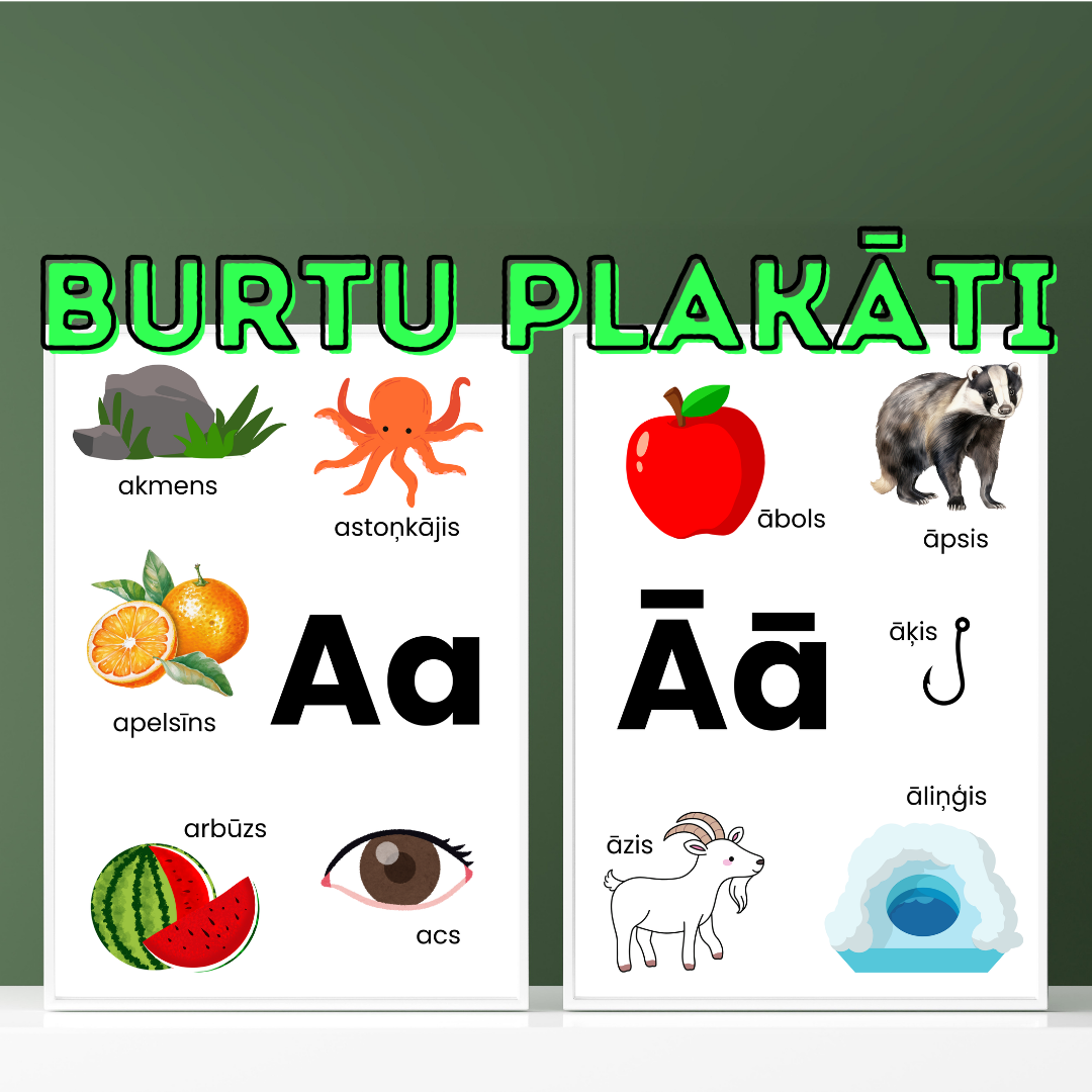 Burtu plakāti / kartiņas - Mācību materiāli