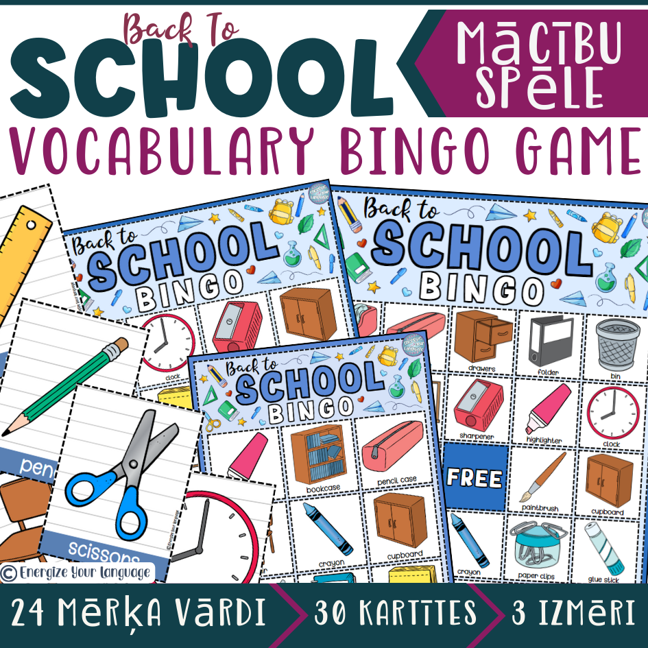 Back To School Vocabulary BINGO / Mācību spēle - Mācību materiāli
