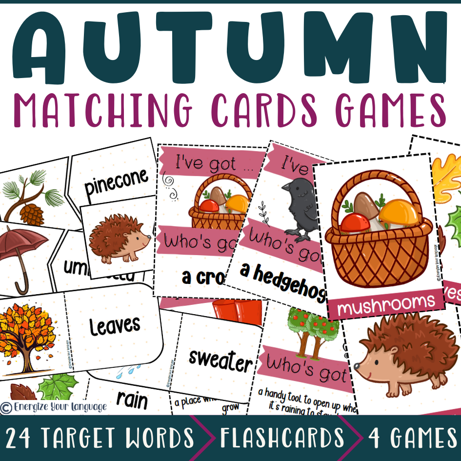 Autumn Games SET: Flashcards, Dominoes, Matching – Mācību materiāli