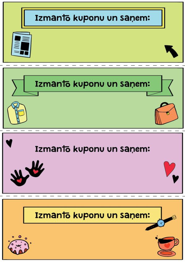 Tēva dienas kuponi un portrets - Mācību materiāli
