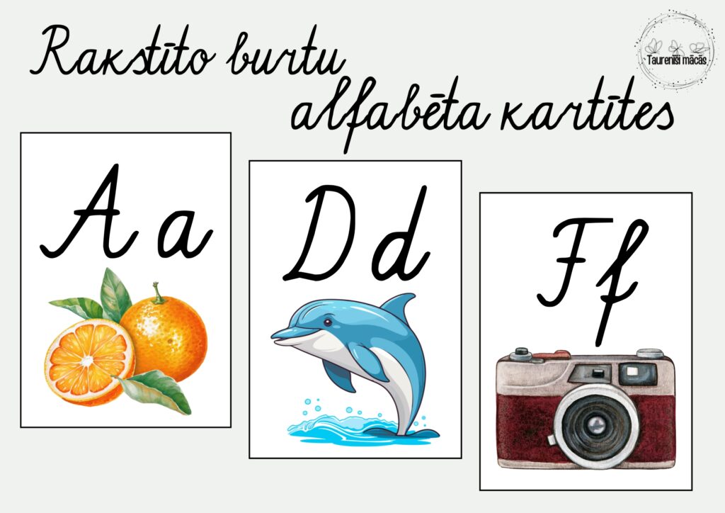 Rakstīto burtu alfabēta kartiņas - Mācību materiāli