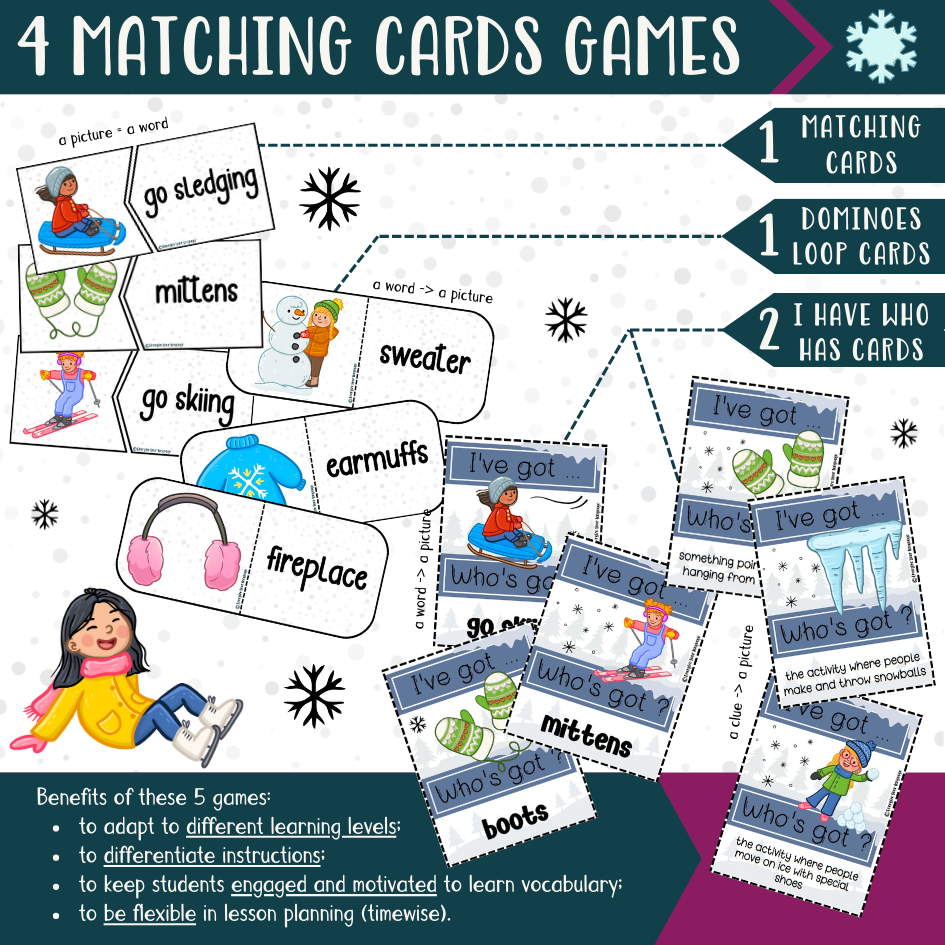 Winter Season Games SET: Flashcards, Dominoes, MatchingCards - Mācību ...
