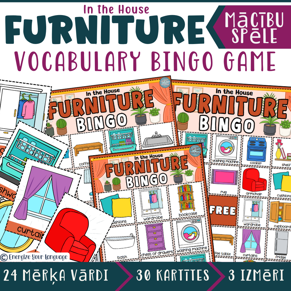 House Furniture Vocabulary BINGO / Mācību spēle - Mācību materiāli