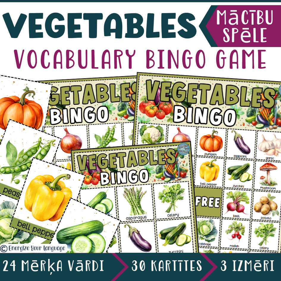 Vegetables Vocabulary BINGO / Mācību spēle - Mācību materiāli