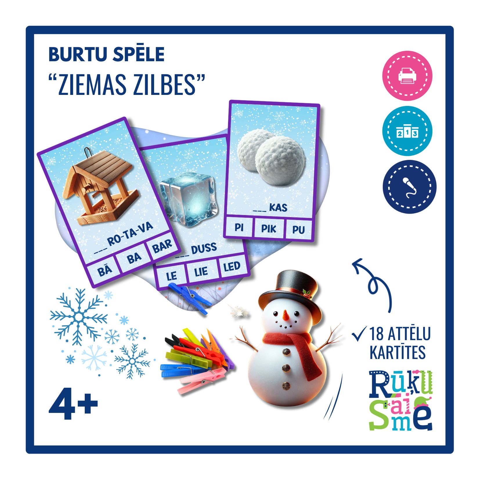 Burtu spēle "ZIEMAS ZILBES" - zilbe vārdā, par ziemu - Mācību materiāli