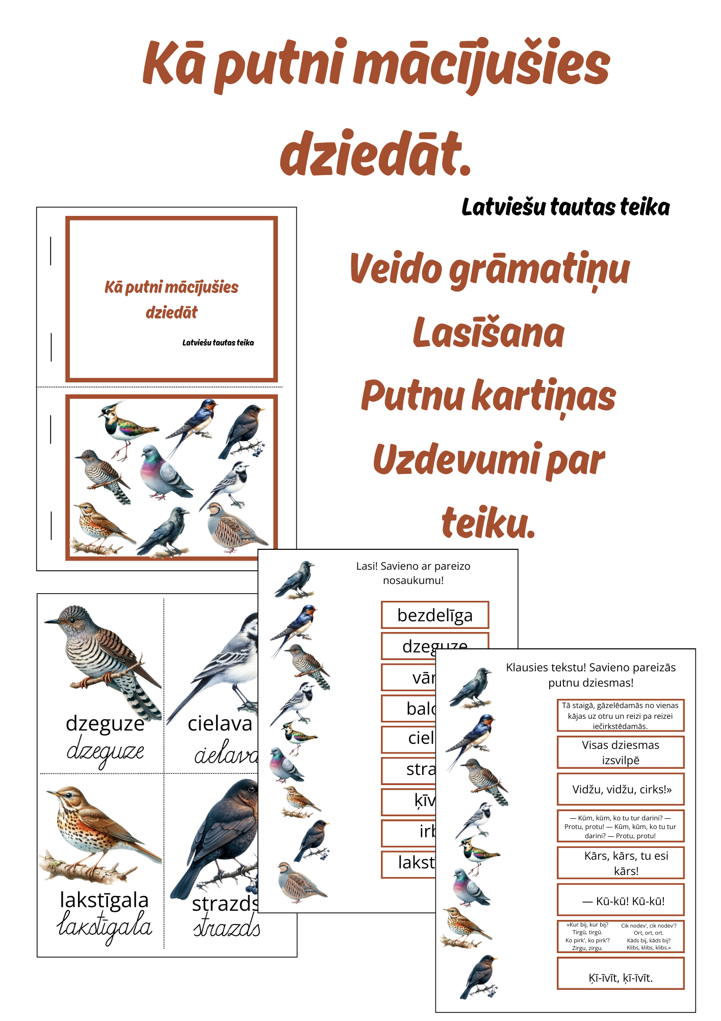 Teika "Kā putni dziedāt mācījušies" - Mācību materiāli
