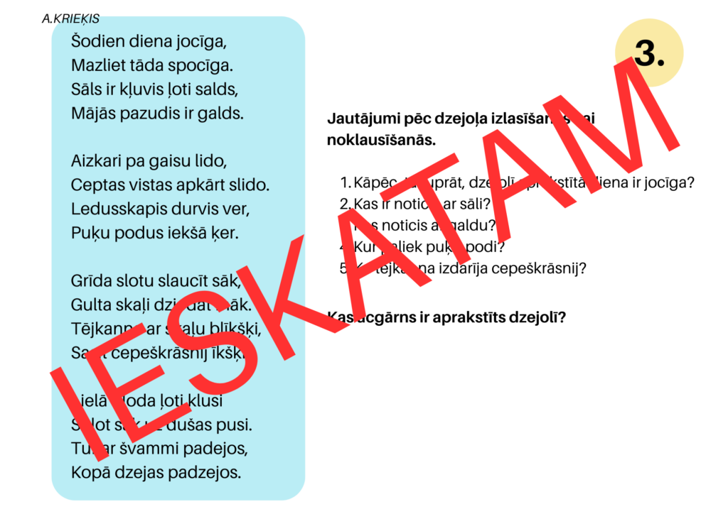 A.Krieķis "Joku diena" - Mācību materiāli