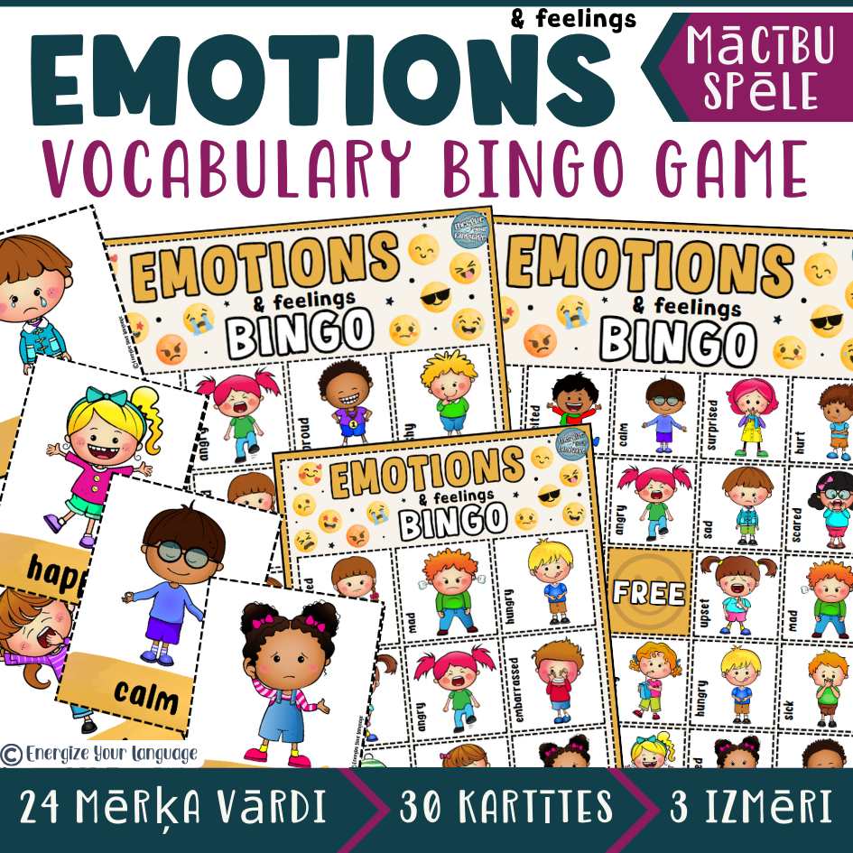Emotions and Feelings Vocabulary BINGO / Mācību spēle - Mācību materiāli