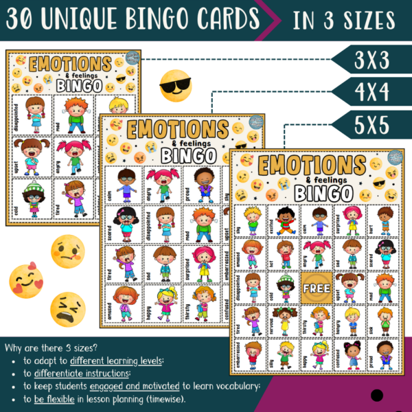 Emotions and Feelings Vocabulary BINGO / Mācību spēle - Mācību materiāli