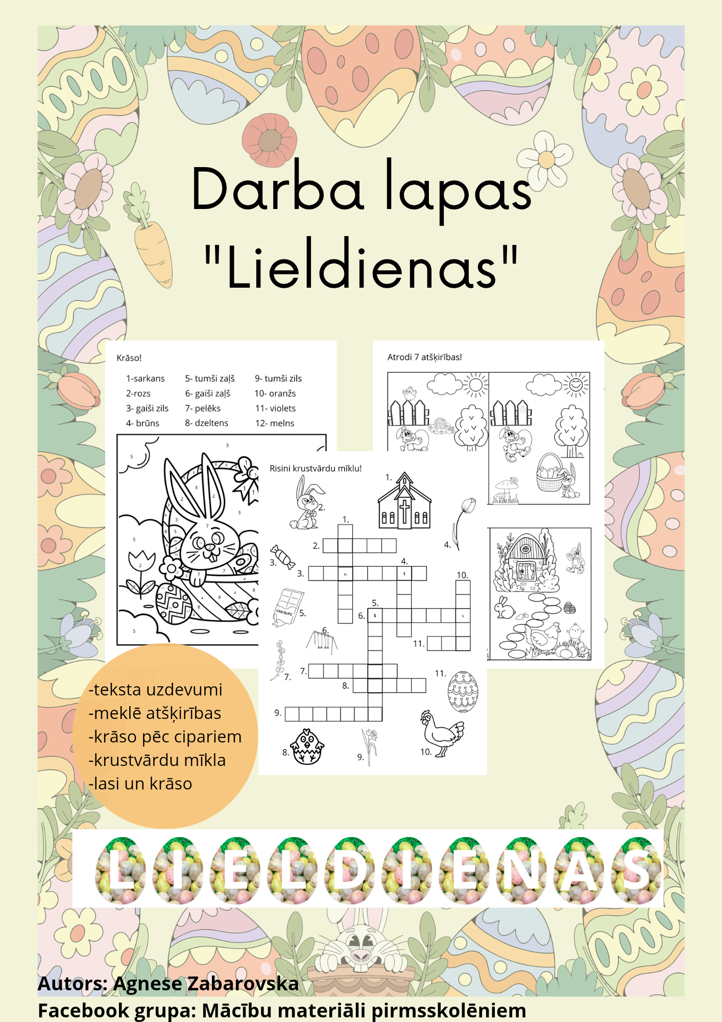 Darba lapas "Lieldienas" - Mācību materiāli