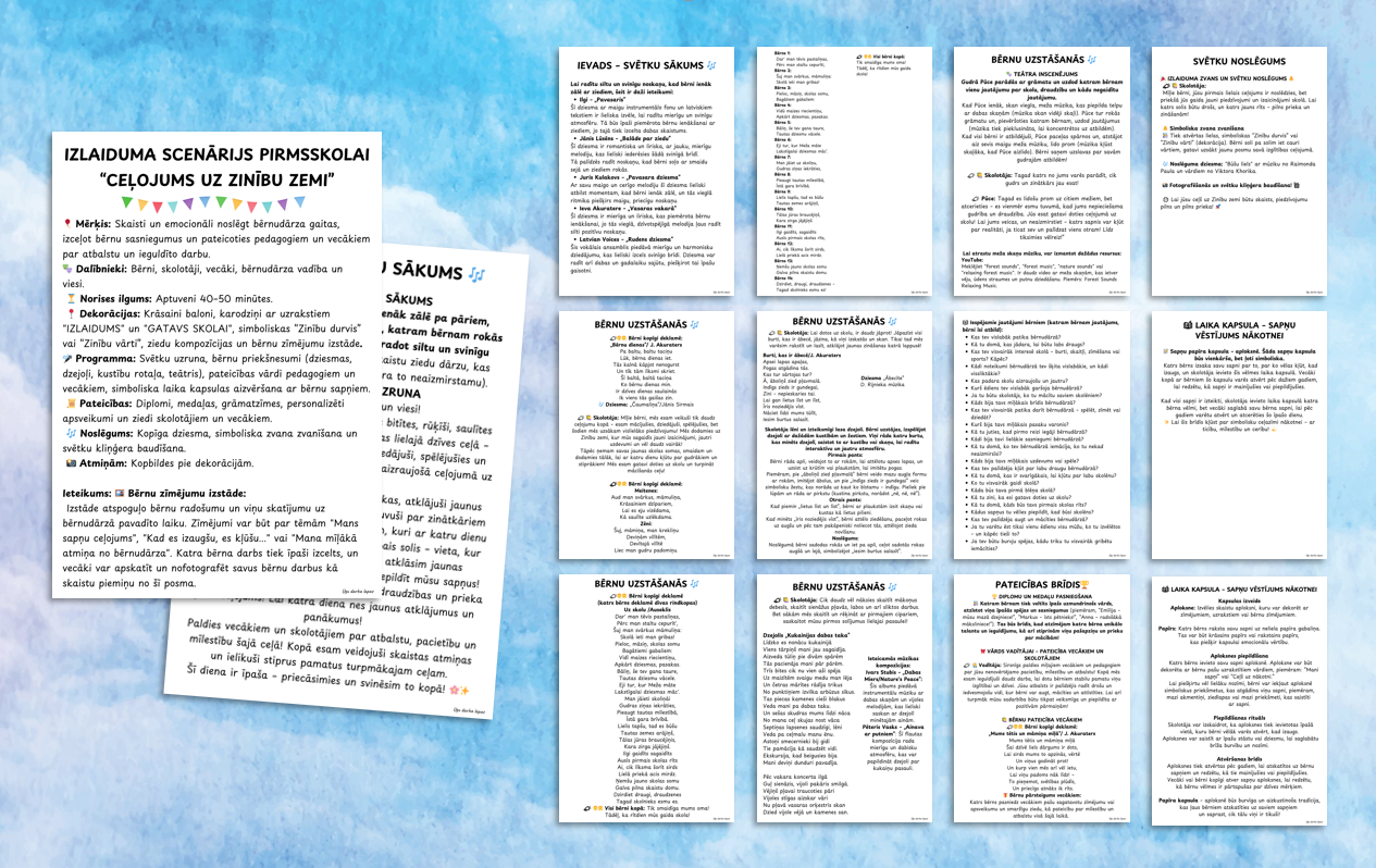 Izlaiduma scenārija uzmetums pirmsskolai un sākumskolai. - Mācību materiāli