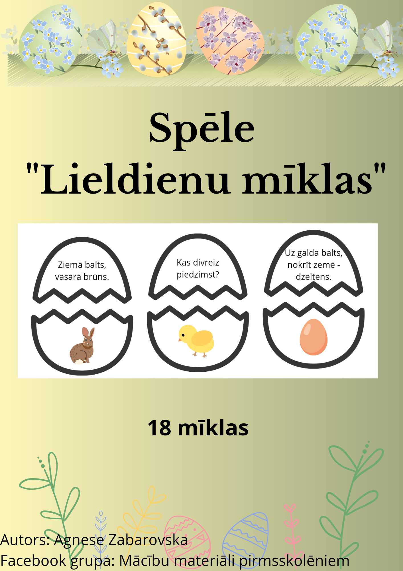 Spēle "Lieldienu mīklas" - Mācību materiāli