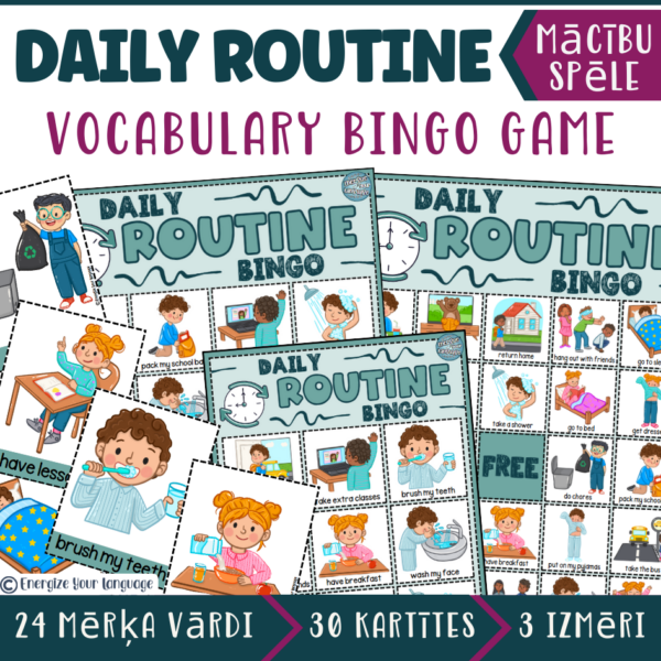 Daily Routine Vocabulary BINGO / Mācību spēle - Mācību materiāli
