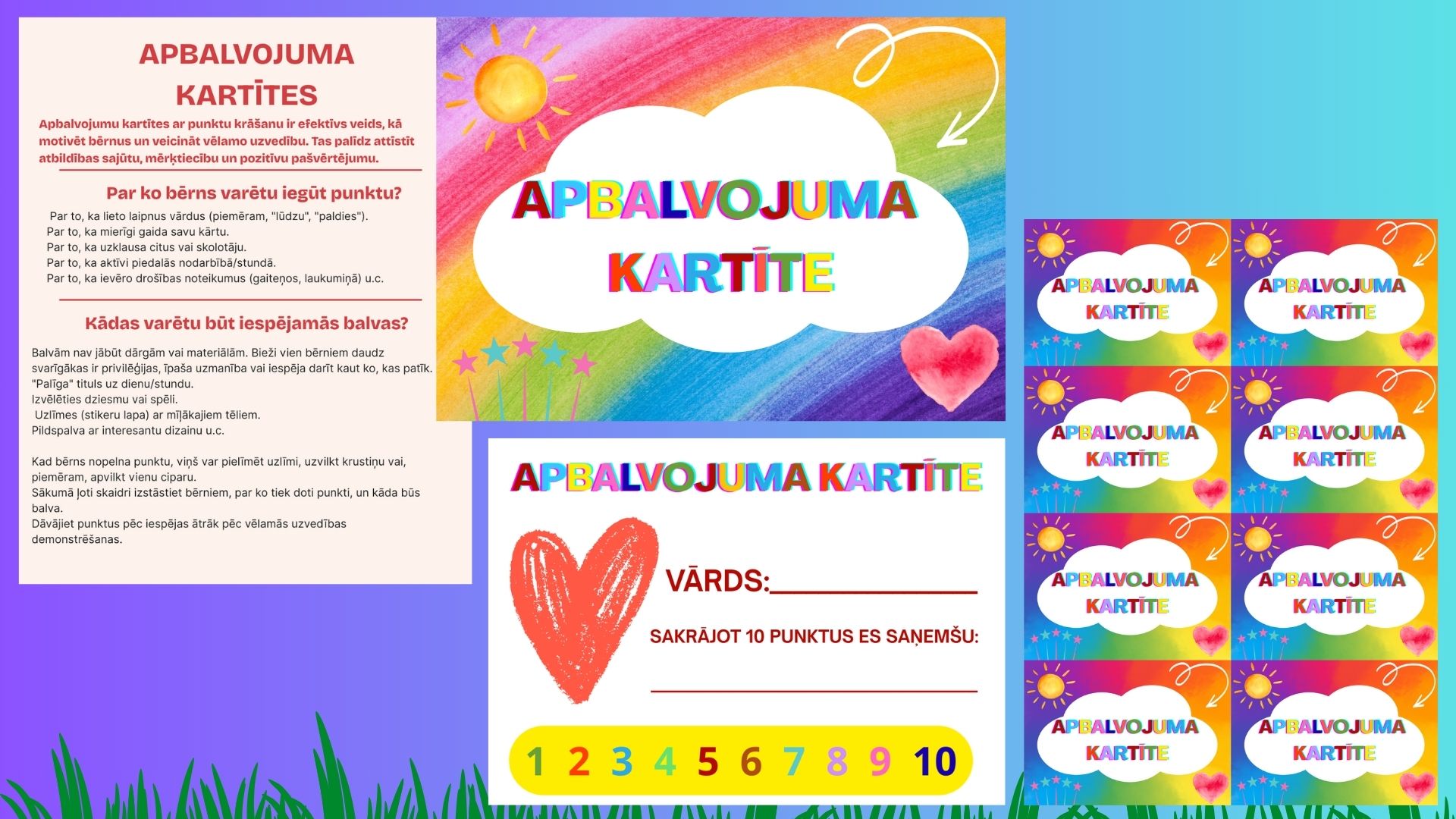 Apbalvojuma kartītes - Mācību materiāli