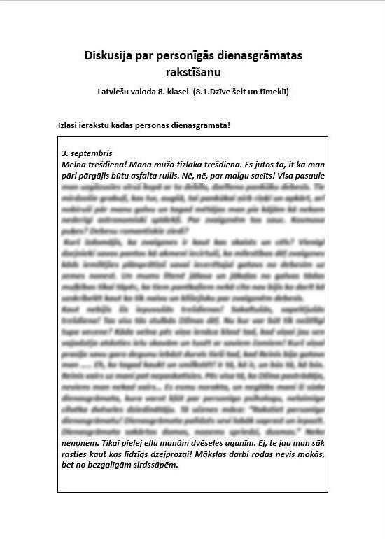 Diskusija par personīgās dienasgrāmatas rakstīšanu - Mācību materiāli