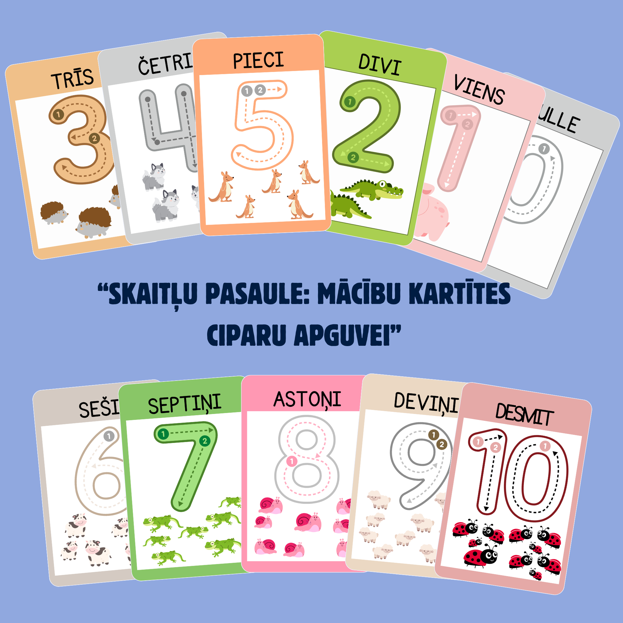 “Skaitļu pasaule: Mācību kartītes ciparu apguvei” - Mācību materiāli