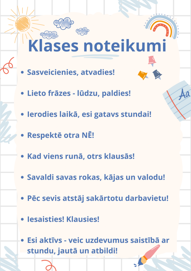 Noteikumi klasē! - Mācību materiāli