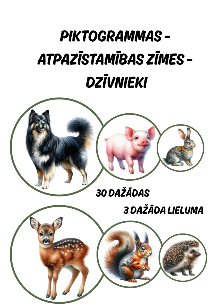Piktogrammas - atpazīstamības zīmes - dzīvnieki - Mācību materiāli
