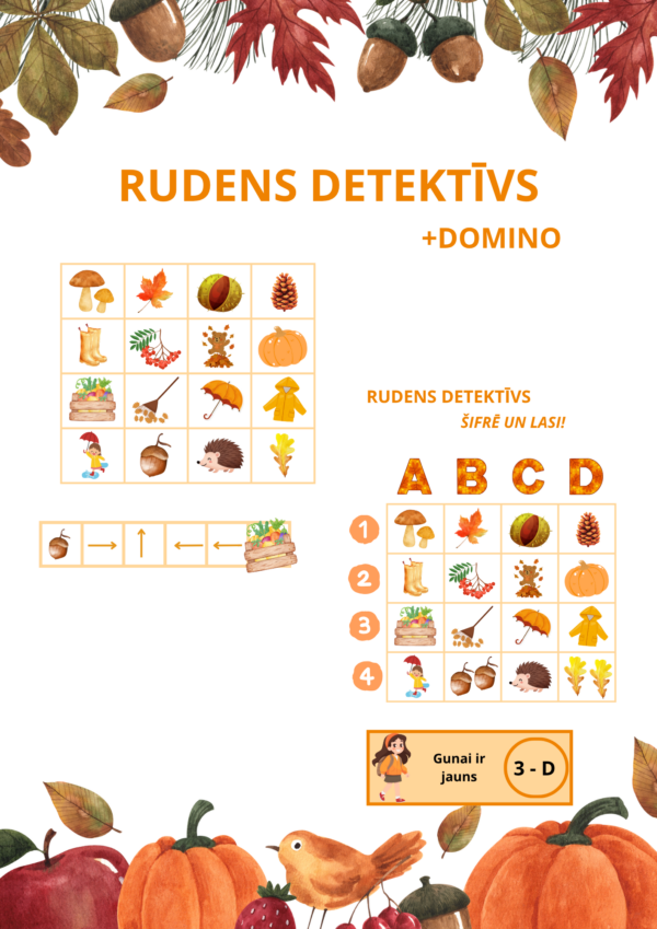Rudens vārdu "DETEKTĪVS" + Domino - Mācību materiāli