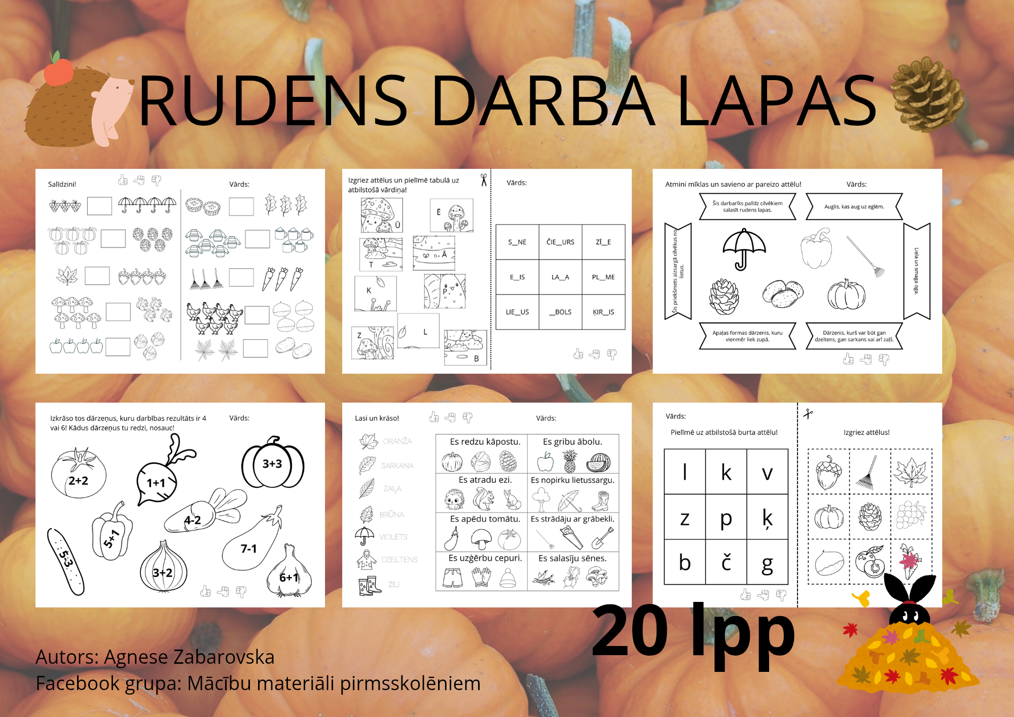 Rudens darba lapas 5+gadi - Mācību materiāli