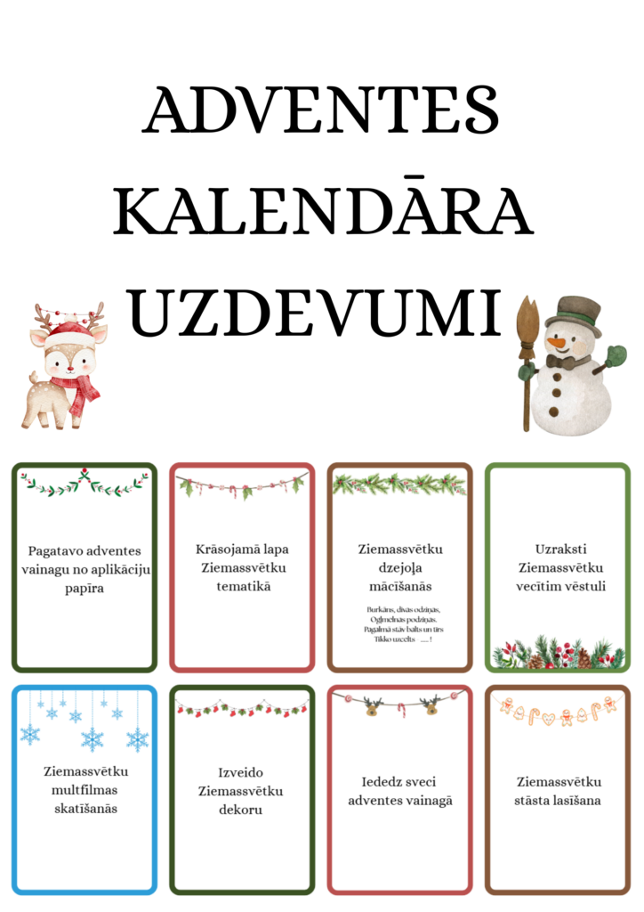 Adventes kalendāra uzdevumi - Mācību materiāli