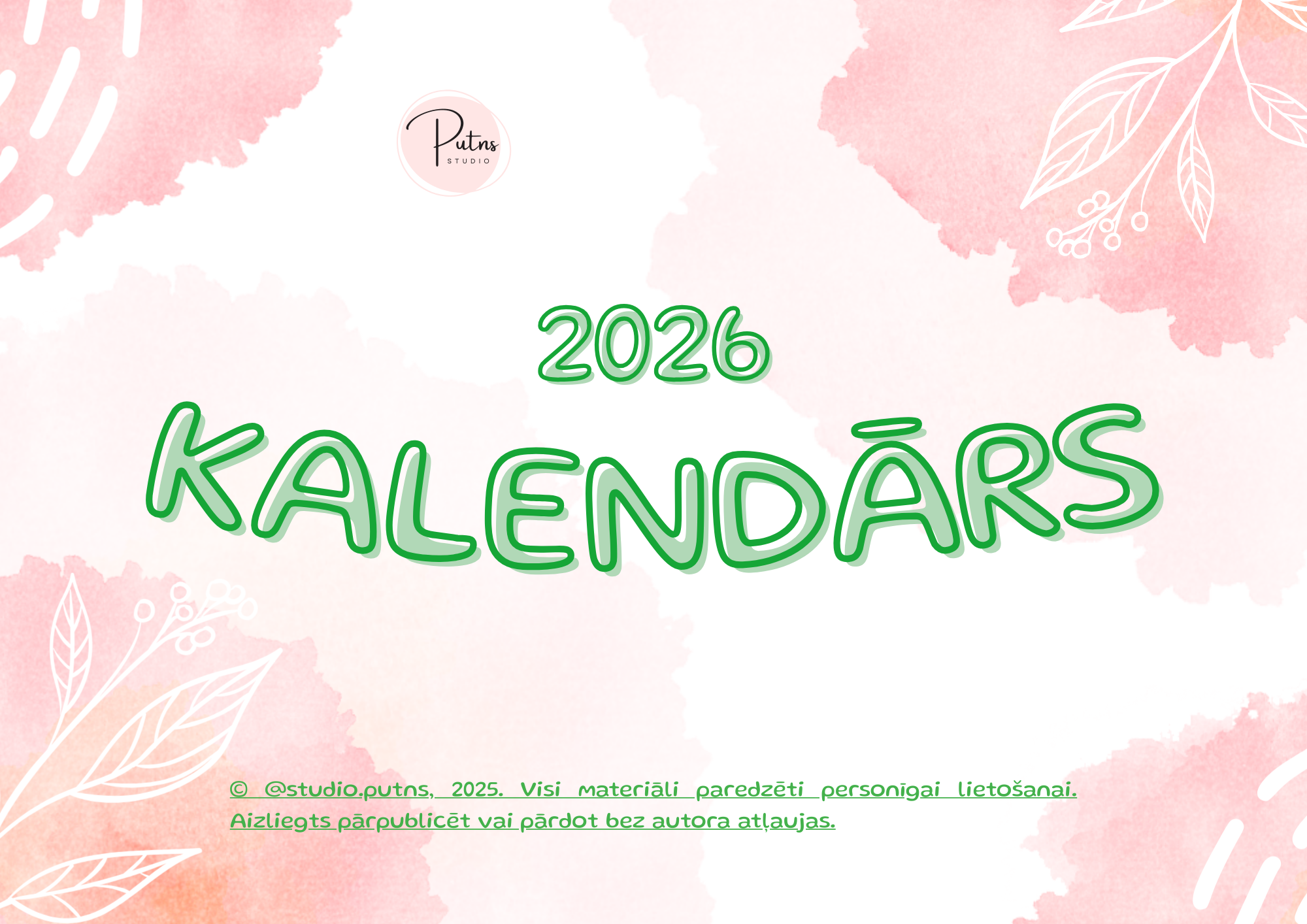 Kalendārs 2026.gadam (horizontāls) - Mācību materiāli